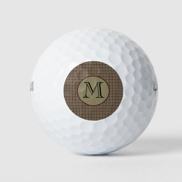 Maroon Tan And Gray Plaid - Monogrammed Golf Balls | Zazzle.com