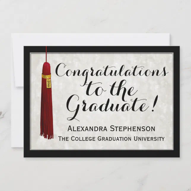 Maroon Tassel Congratulations Graduate Graduation Invitation | Zazzle