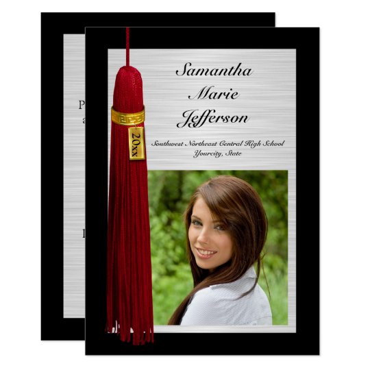Maroon Tassel with Photo Graduation Party Invitation | Zazzle.com