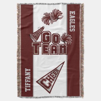 Maroon Team Spirit Cheerleader Custom Blanket | Zazzle