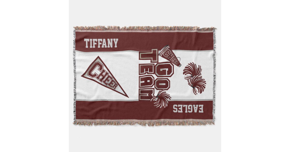 Maroon Team Spirit Cheerleader Custom Blanket | Zazzle