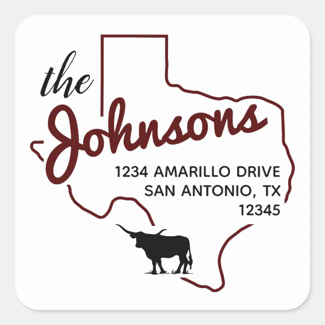 Maroon Texas Longhorn Family Address Label | Zazzle