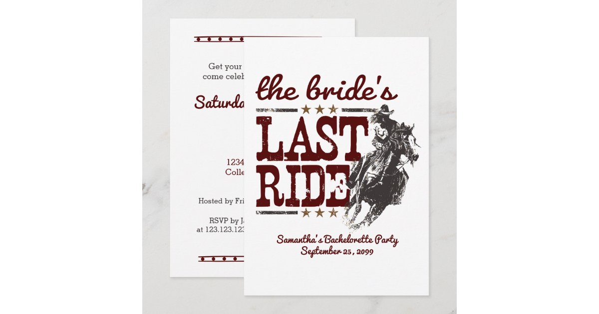 Maroon The Bride's Last Ride Invitation | Zazzle