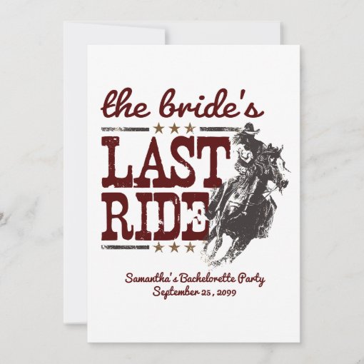 Maroon The Bride's Last Ride Invitation | Zazzle