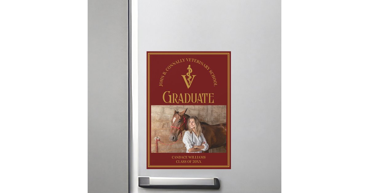 Maroon Veterinary School Photo Graduate Magnet | Zazzle