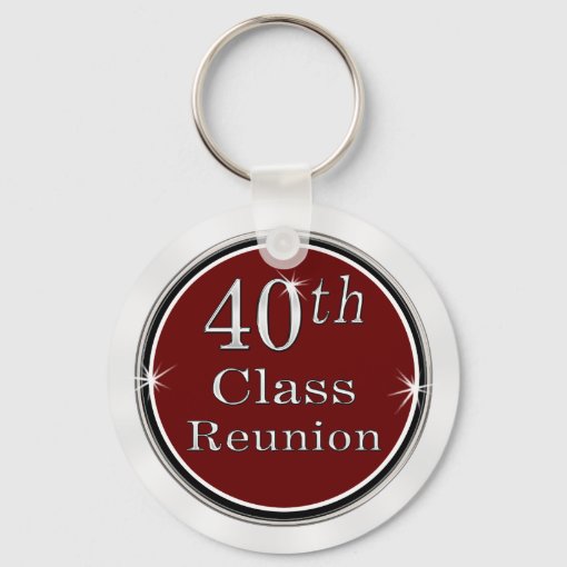 Maroon White Cheap 40th High School Reunion Ideas Keychain | Zazzle