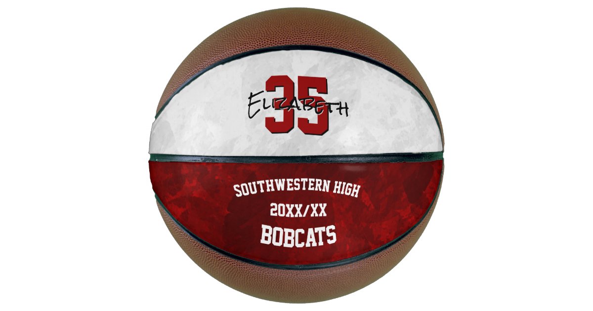 maroon white team colors girls commemorative basketball | Zazzle