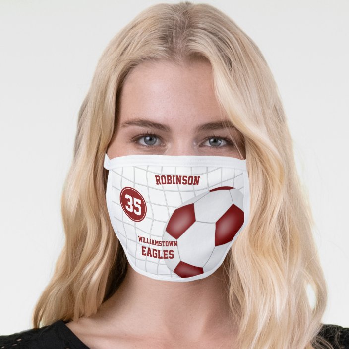 maroon white team colors player name soccer face mask | Zazzle.com