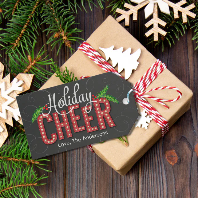 Marquee Cheer Holiday Gift Tag | Zazzle