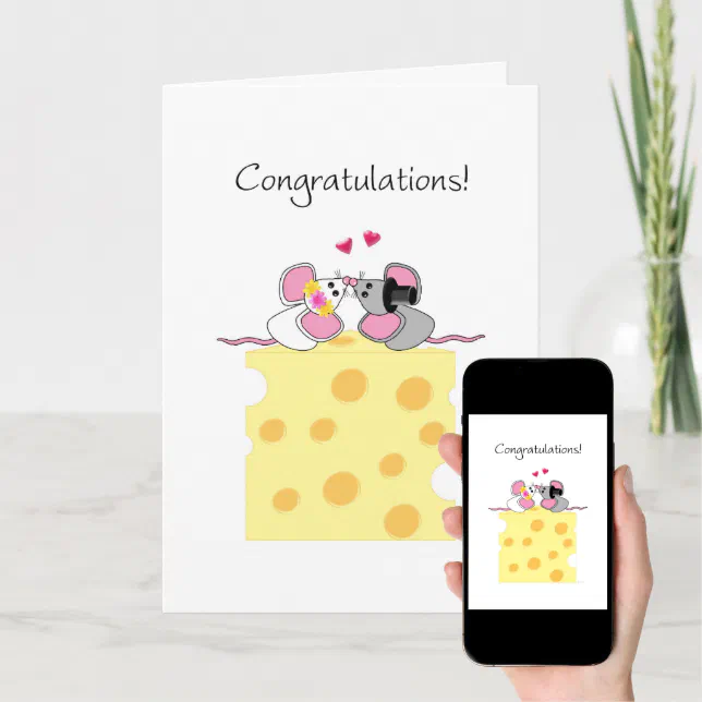 Marriage Congratulations Cute Bride and Groom Mice Card | Zazzle