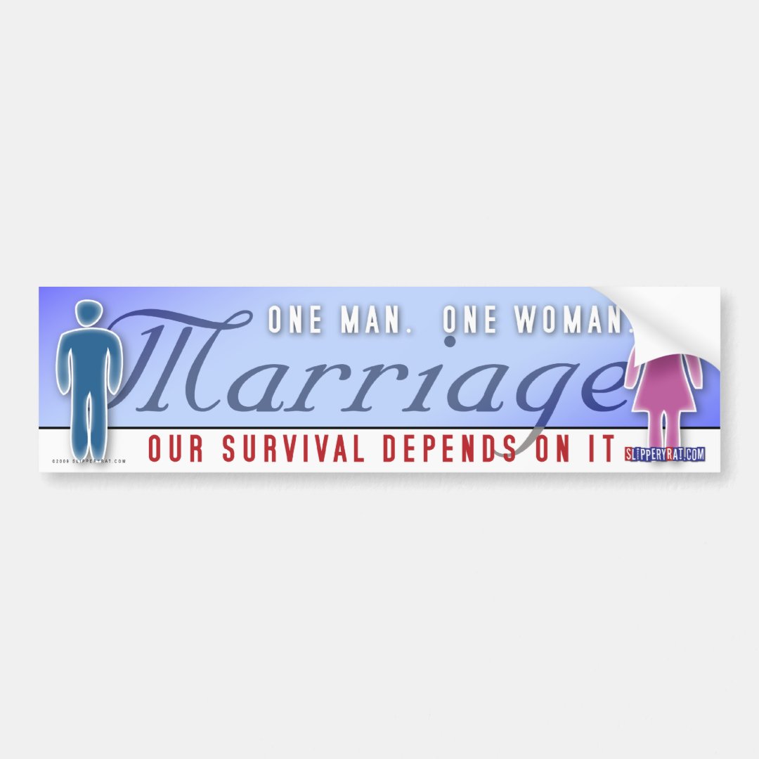 Marriage "One Man... One Woman" Bumper Sticker | Zazzle