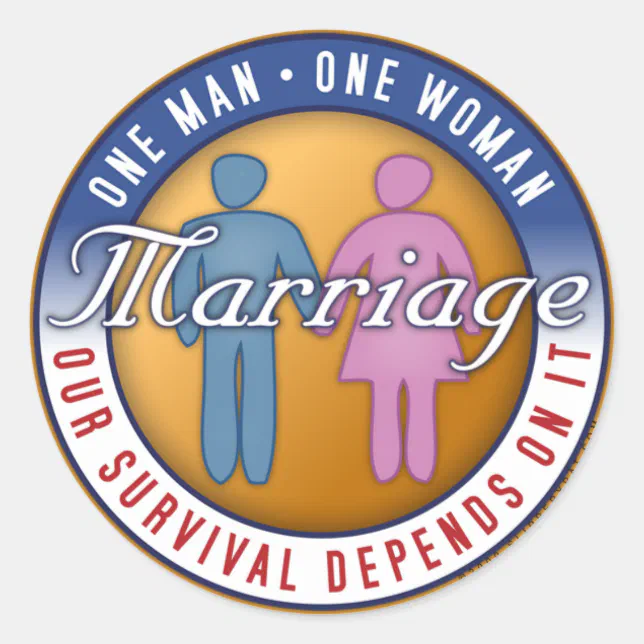 Marriage "One Man... One Woman" Sticker | Zazzle