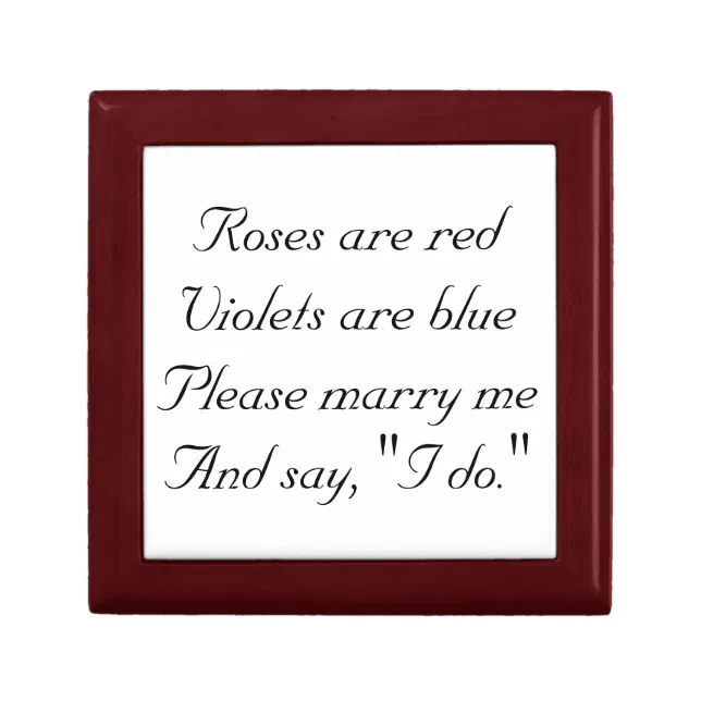 Marriage Proposal Poem on Engagement Ring Gift Box | Zazzle
