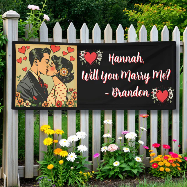 Marriage Proposal | Retro Mid-Century Romantic Banner | Zazzle