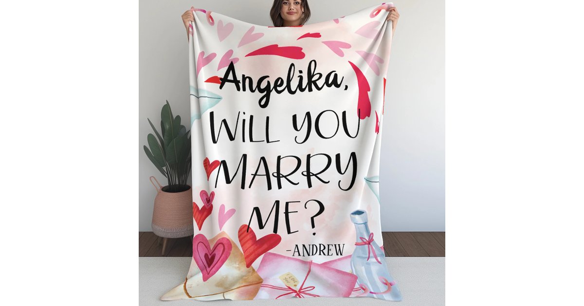Marriage Proposal | Will You Marry Me? Custom Name Fleece Blanket | Zazzle