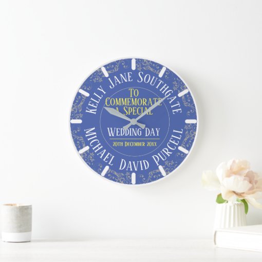 Marriage & Wedding Commemoration. Large Clock | Zazzle