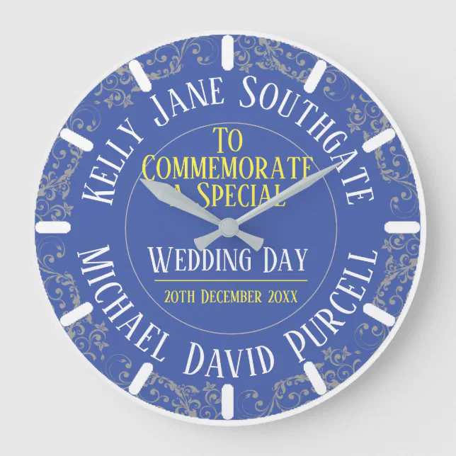 Marriage & Wedding Commemoration. Large Clock | Zazzle