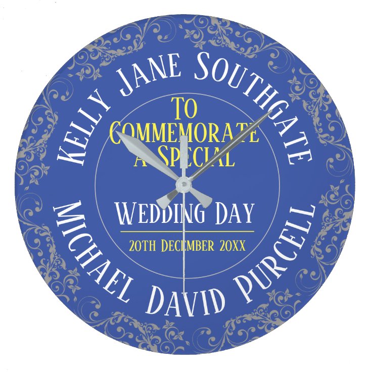 Marriage & Wedding Commemoration. Large Clock | Zazzle