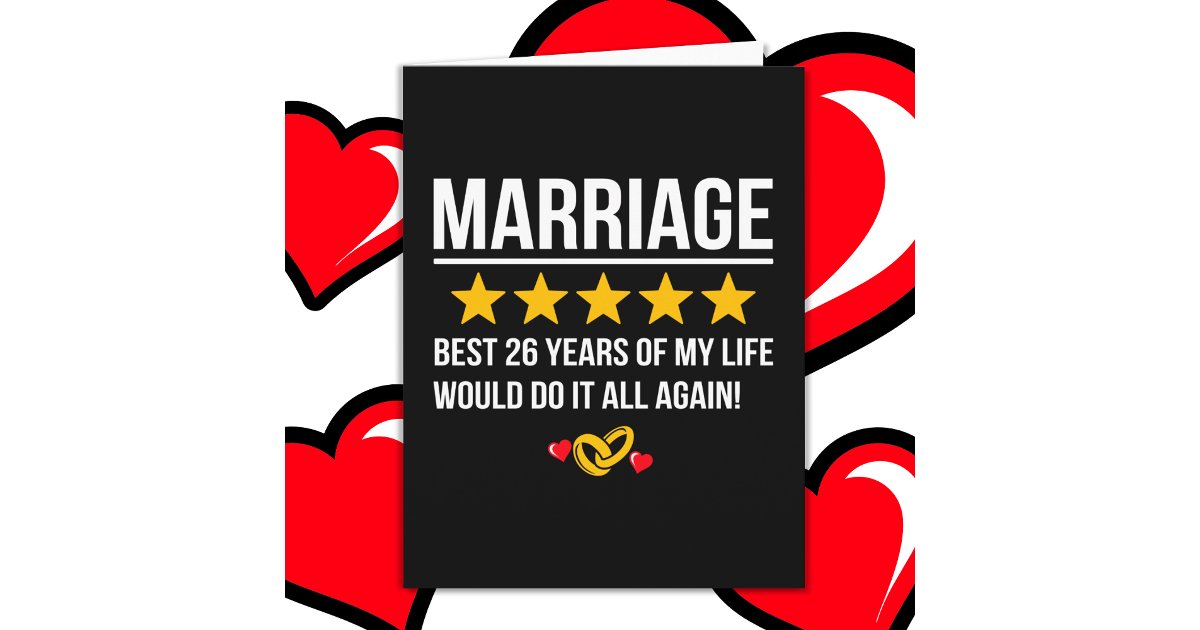 Married 26 Years Cute 26th Wedding Anniversary Card | Zazzle