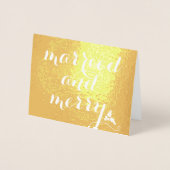 Married and Merry - holly berry Christmas gold Foil Card | Zazzle