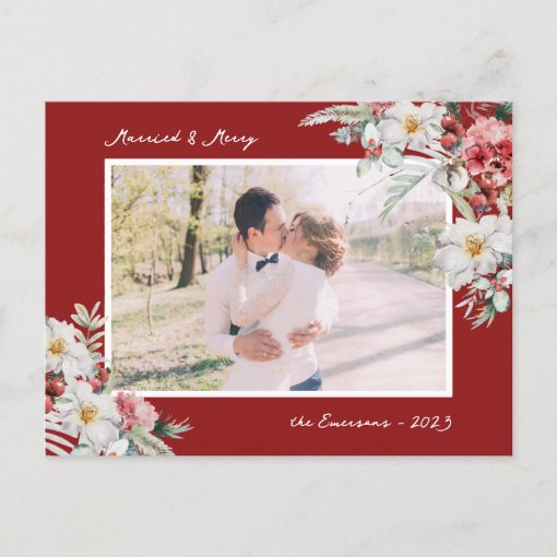 Married and Merry Photo Postcard | Zazzle