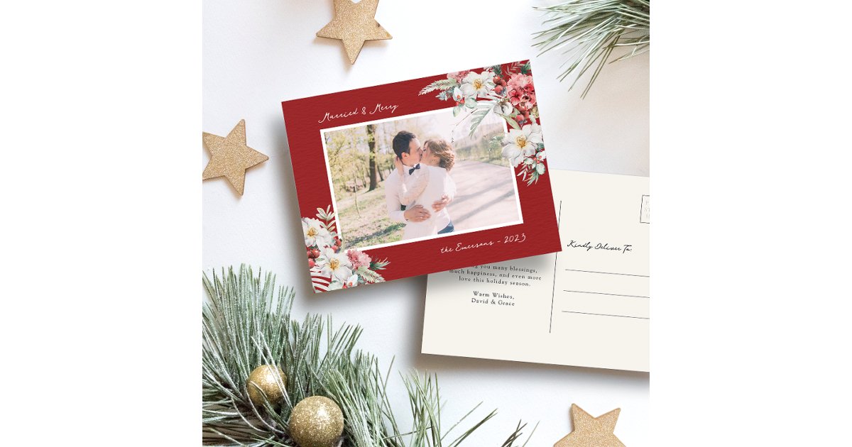 Married and Merry Photo Postcard | Zazzle