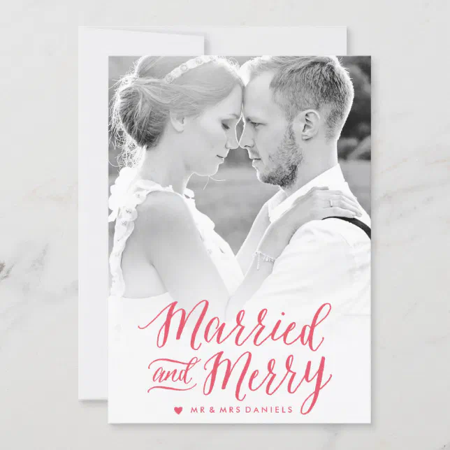Married and Merry Red Holiday Photo Card | Zazzle