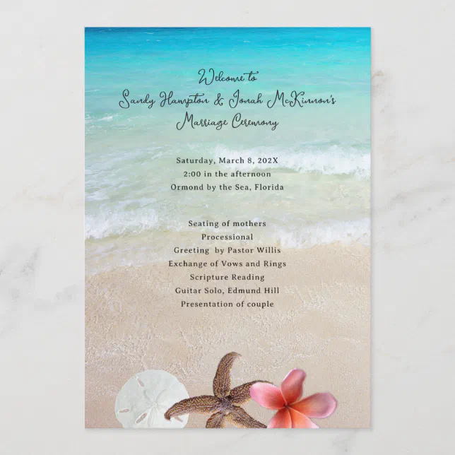 Married By the Sea Short Beach Ceremony Program | Zazzle