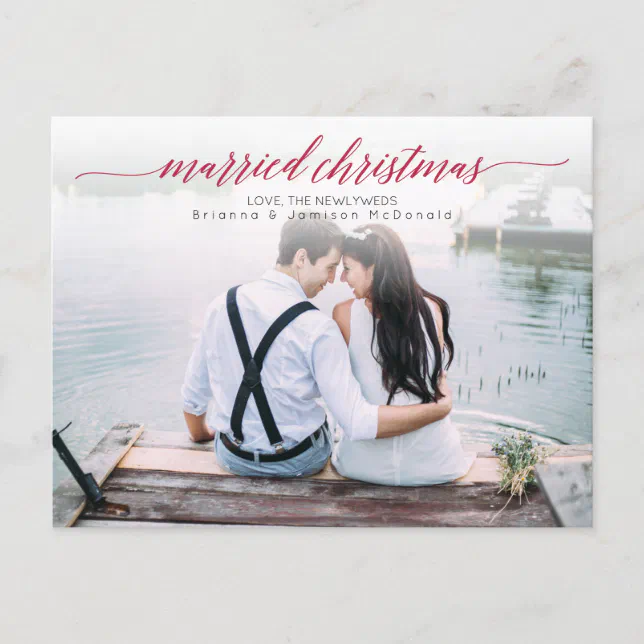 Married Christmas Newlywed Photo Holiday Postcard | Zazzle