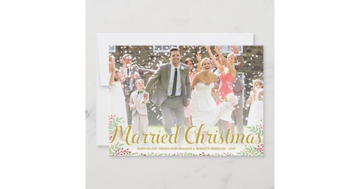 Married Christmas | Newlyweds Holiday Photo Card | Zazzle