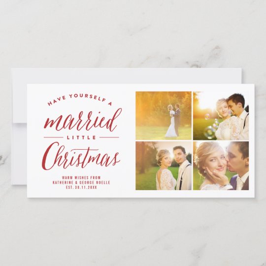 Married Little First Christmas Multi Photo Wedding Holiday Card ...