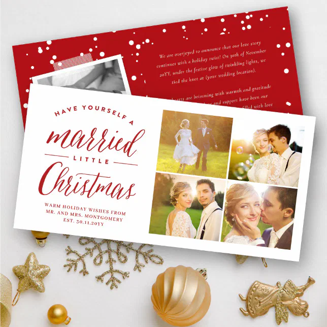 Married Little First Christmas Multi Photo Wedding Holiday Card | Zazzle