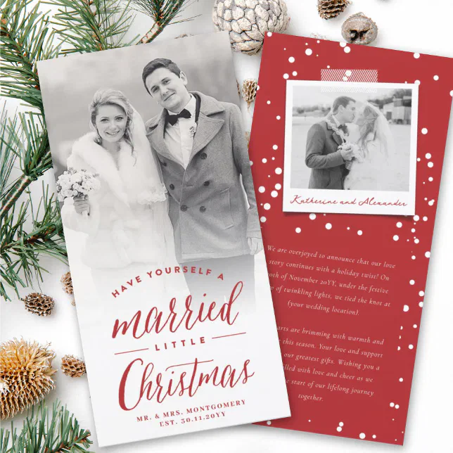 Married Little First Christmas Photo Wedding Holiday Card | Zazzle