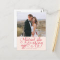 Married & Merry Christmas Handlettered Photo Postcard | Zazzle