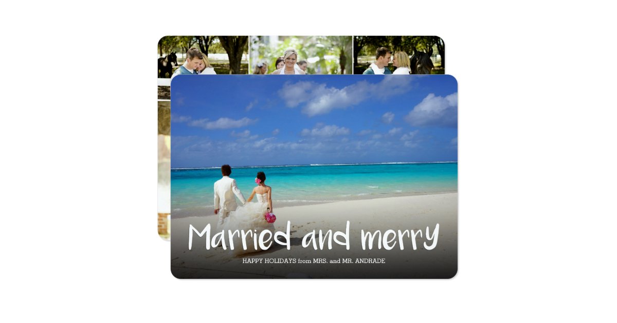 Married Merry Holiday Photo First Christmas Modern Invitation | Zazzle.com