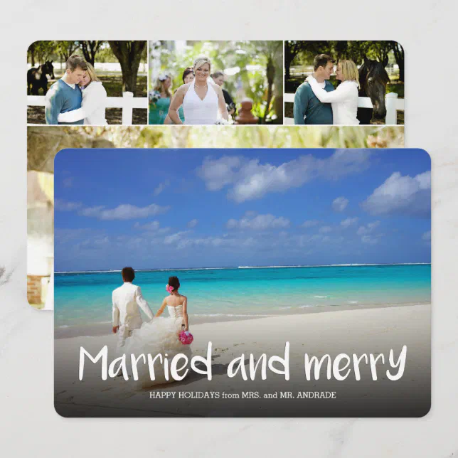 Married Merry Holiday Photo First Christmas Modern Invitation | Zazzle