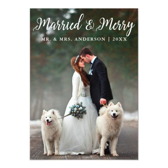 Married & Merry Wedding Photo Christmas Card L | Zazzle.com