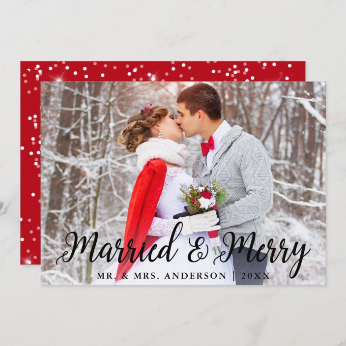 Married & Merry Wedding Photo Christmas Card S | Zazzle.com