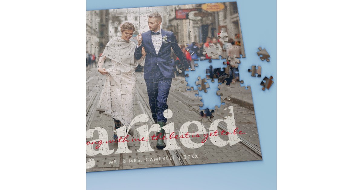 Married | Newlyweds Wedding Photo Personalized Jigsaw Puzzle | Zazzle