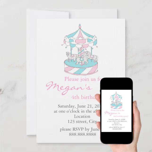 Marry-go-round - Child Birthday Invitation | Zazzle