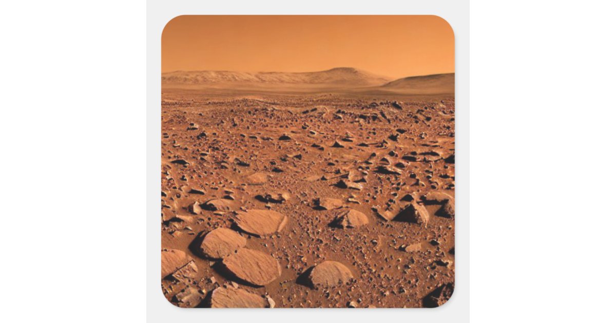Mars Landscape Square Sticker | Zazzle