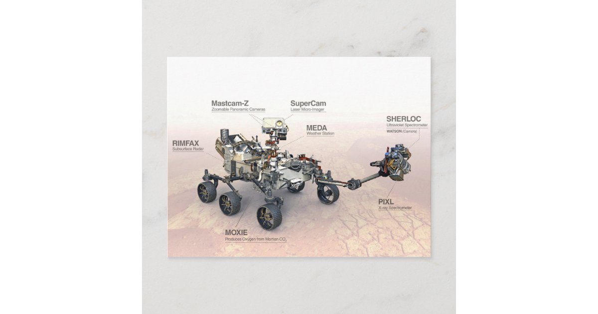 Mars Perseverance Rover With Instruments Postcard | Zazzle