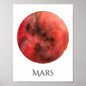 Mars Planet Watercolor Poster | Zazzle