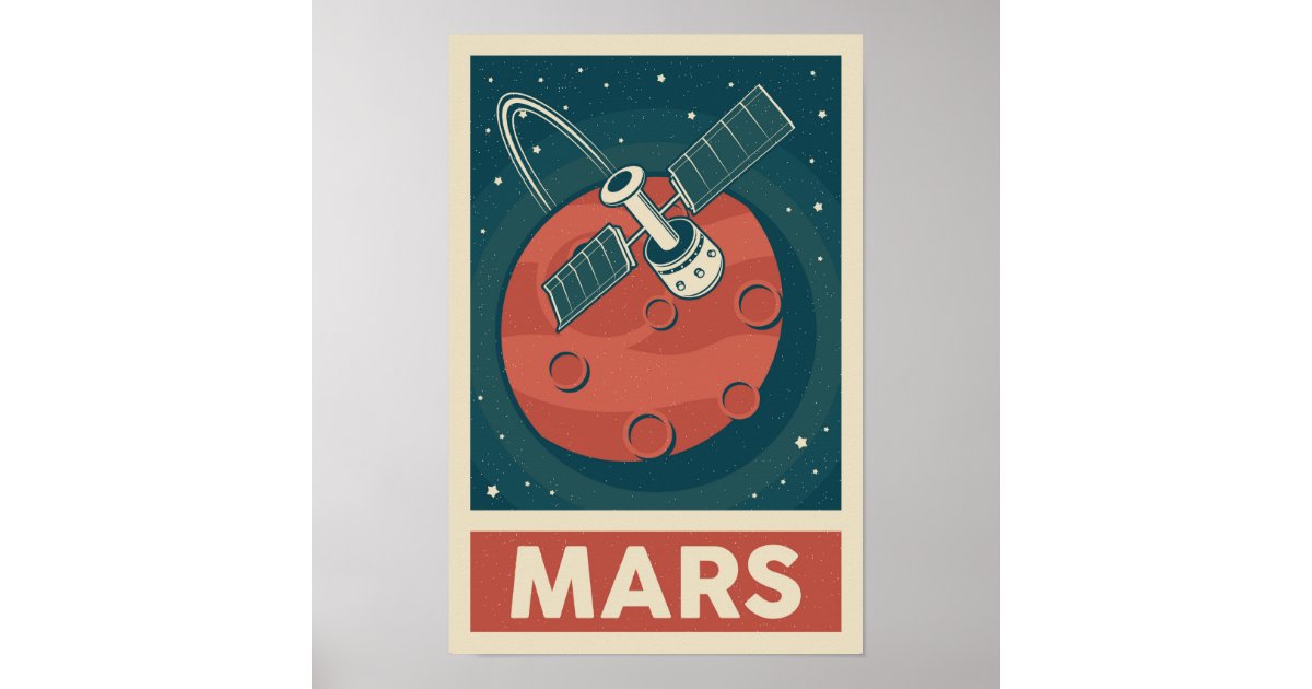 Mars Retro Galaxy Satellite Poster | Zazzle