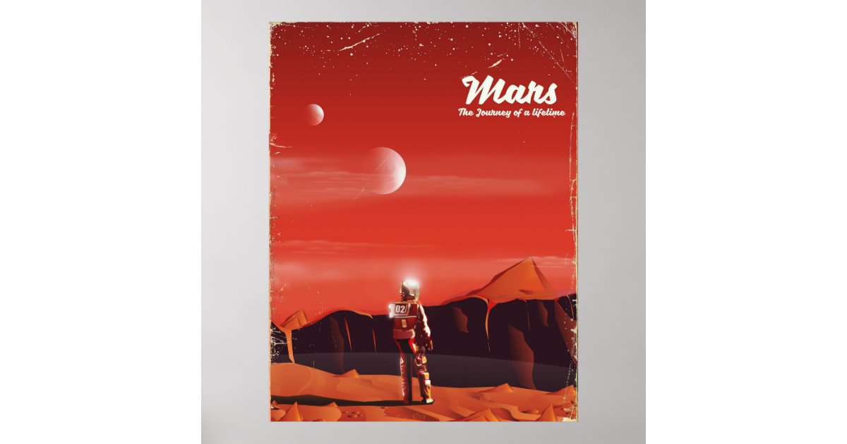 Mars Science fiction vintage travel poster | Zazzle