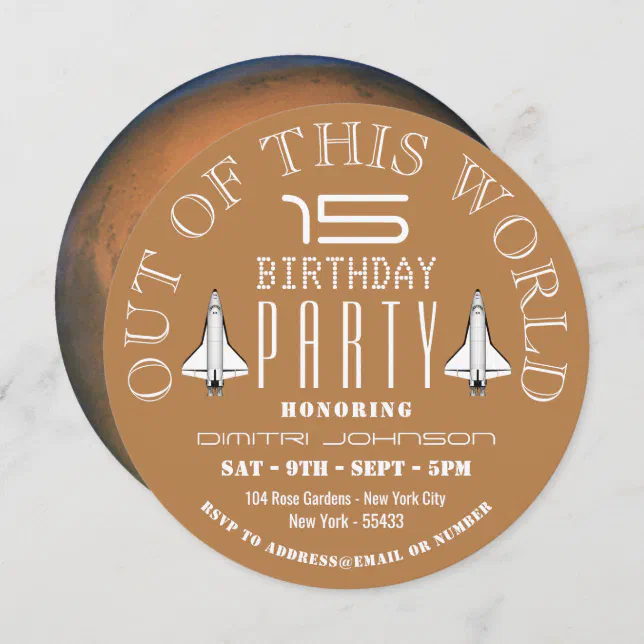Mars, Space Shuttle Birthday Party Invitation | Zazzle