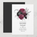 Marsala, Black and Silver Floral Gothic Wedding Invitation | Zazzle
