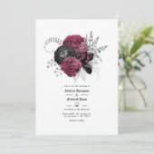 Marsala, Black and Silver Floral Gothic Wedding Invitation | Zazzle