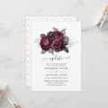 Marsala, Black and Silver Floral Wedding Update Invitation | Zazzle