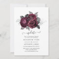 Marsala, Black and Silver Floral Wedding Update Invitation | Zazzle